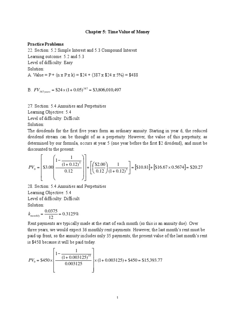 RSM332 Chapter 5 Solutions | PDF | Present Value | Compound Interest