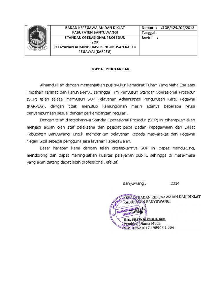 Sop Karpeg BKD | PDF | Bisnis