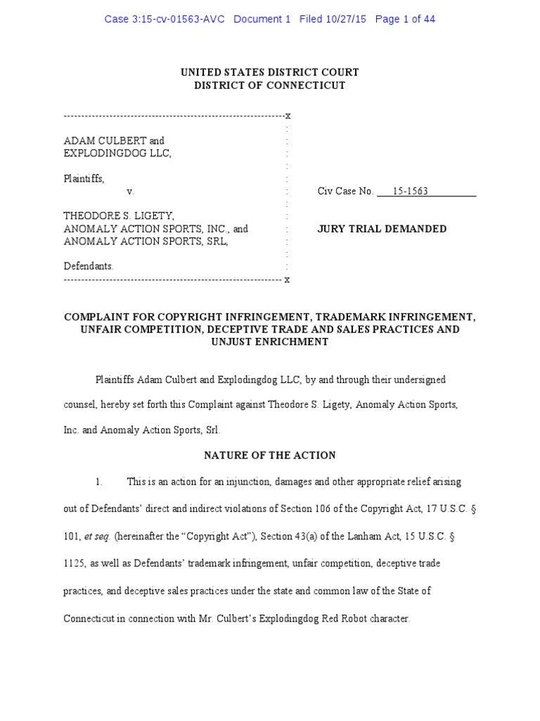 Culbert and ExplodingDog - Red Robot Complaint PDF | PDF | Copyright ...