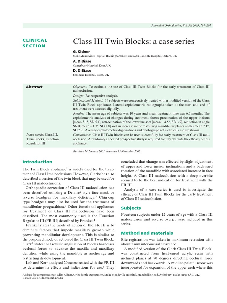 Class III Twin Blocks: A Case Series: Clinical Section | PDF ...