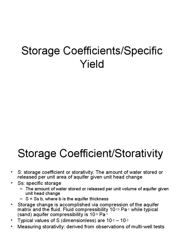 Storage Coefficients | PDF