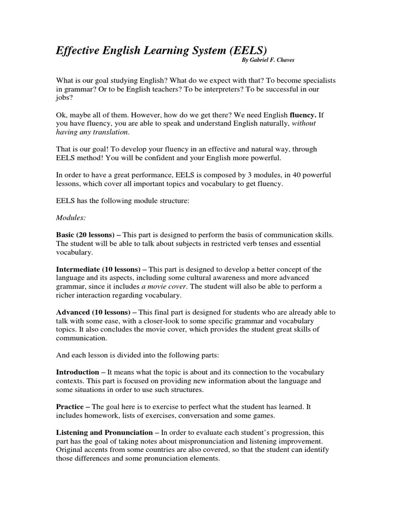 Effective English Learning System | Download Free PDF | English ...