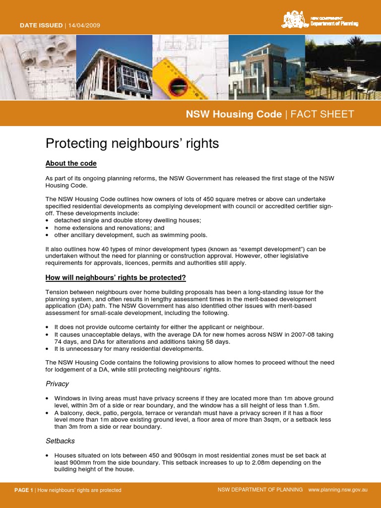 Protecting Neighbours' Rights: An Overview of the NSW Housing Code's ...