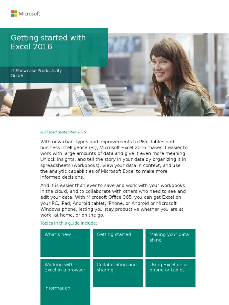 5894 Getting Started With Excel 2016 WSG | PDF | Microsoft Excel | Spreadsheet