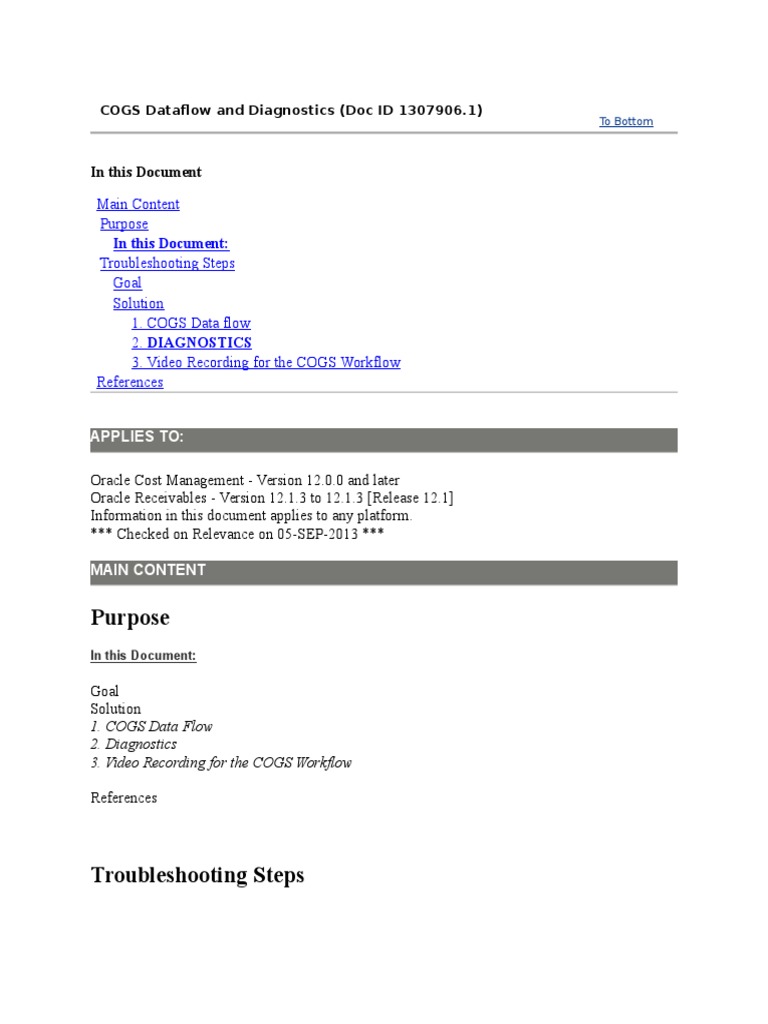 COGS Dataflow and Diagnostics | Download Free PDF | Debits And Credits ...