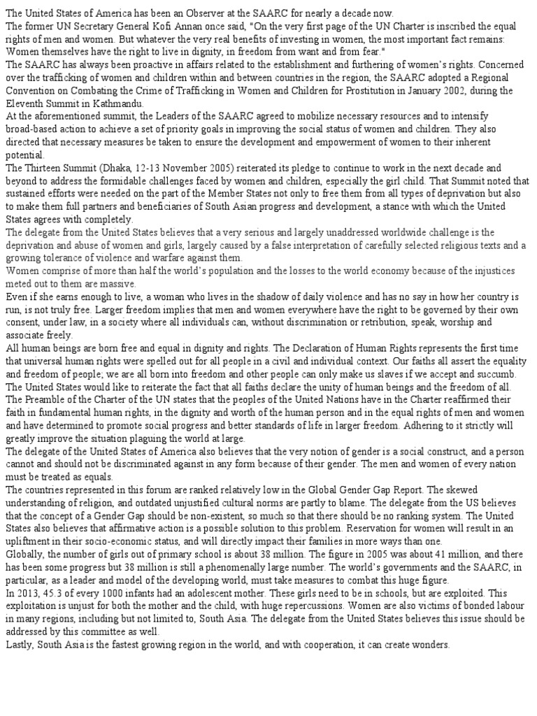 An Example of A Position Paper For A MUN Conference | Human Rights ...