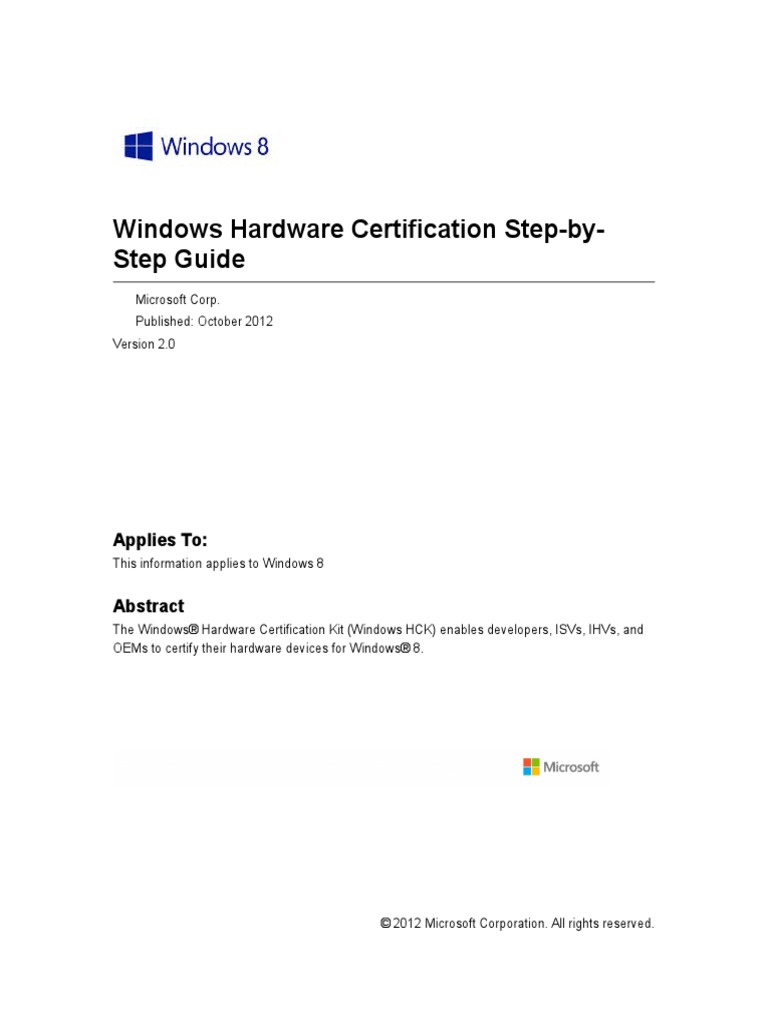 Hardware Certification Step by Step Guide | PDF | Microsoft Windows ...