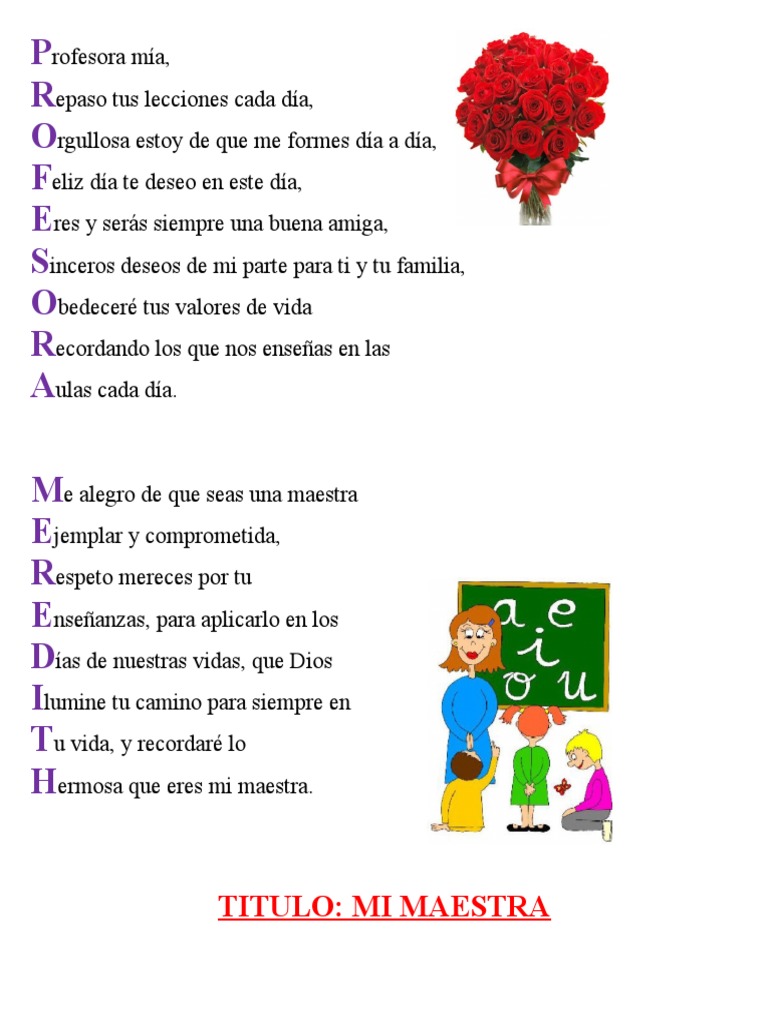 Acrostico Profesora | PDF | Crecimiento personal y profesional