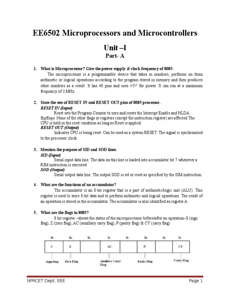 EE6502 MPMC Two Marks With Answer | PDF | Central Processing Unit ...