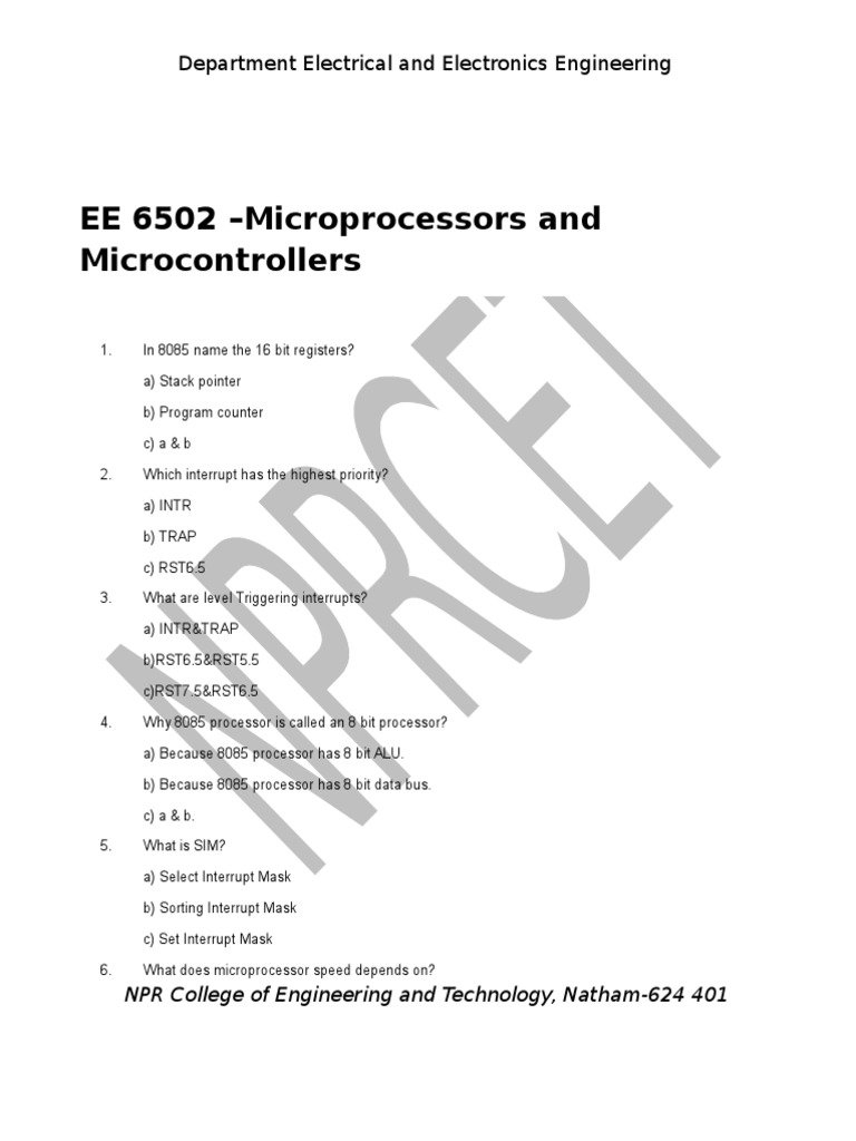 Microprocessors and Microcontrollers Questions | PDF | Instruction Set ...