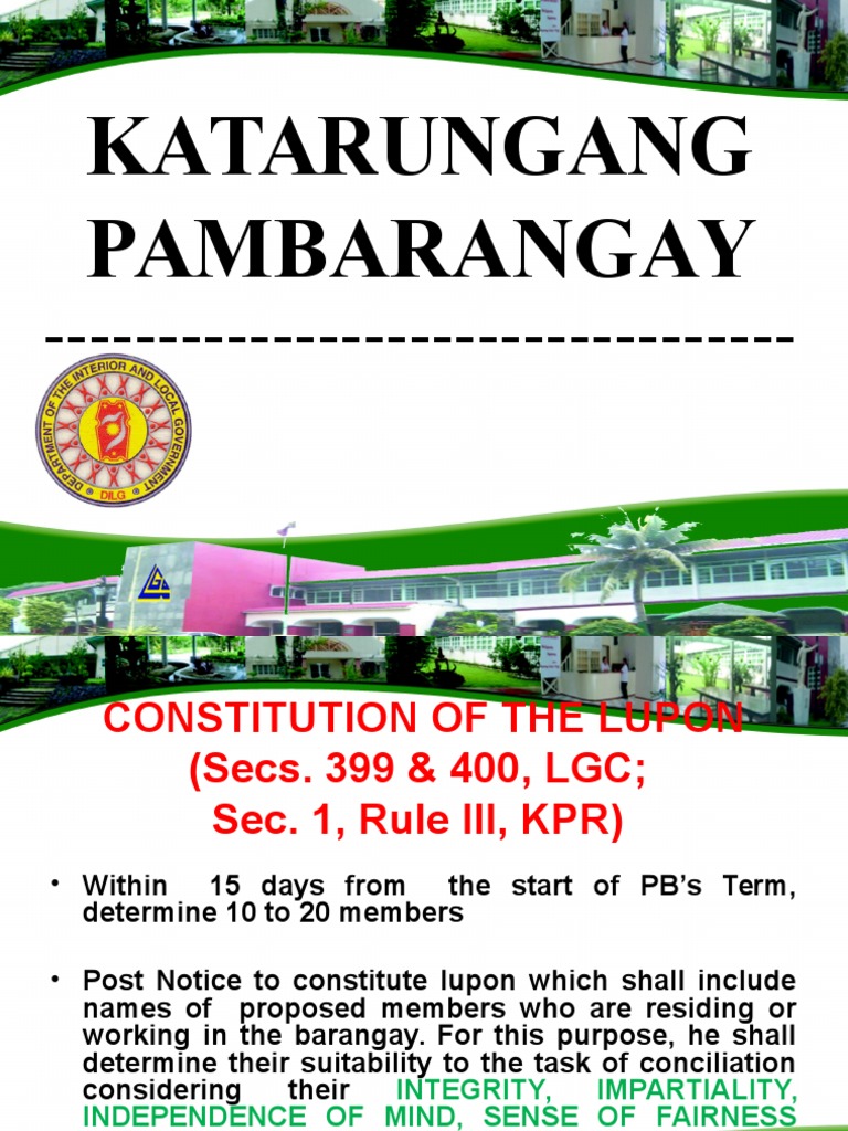 Katarungang Pambarangay | PDF | Arbitration | Mediation
