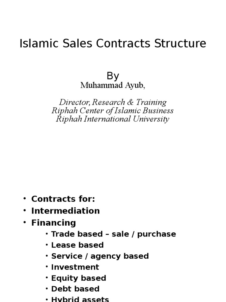 Types of Islamic Sales Contracts | PDF | Islamic Banking And Finance ...