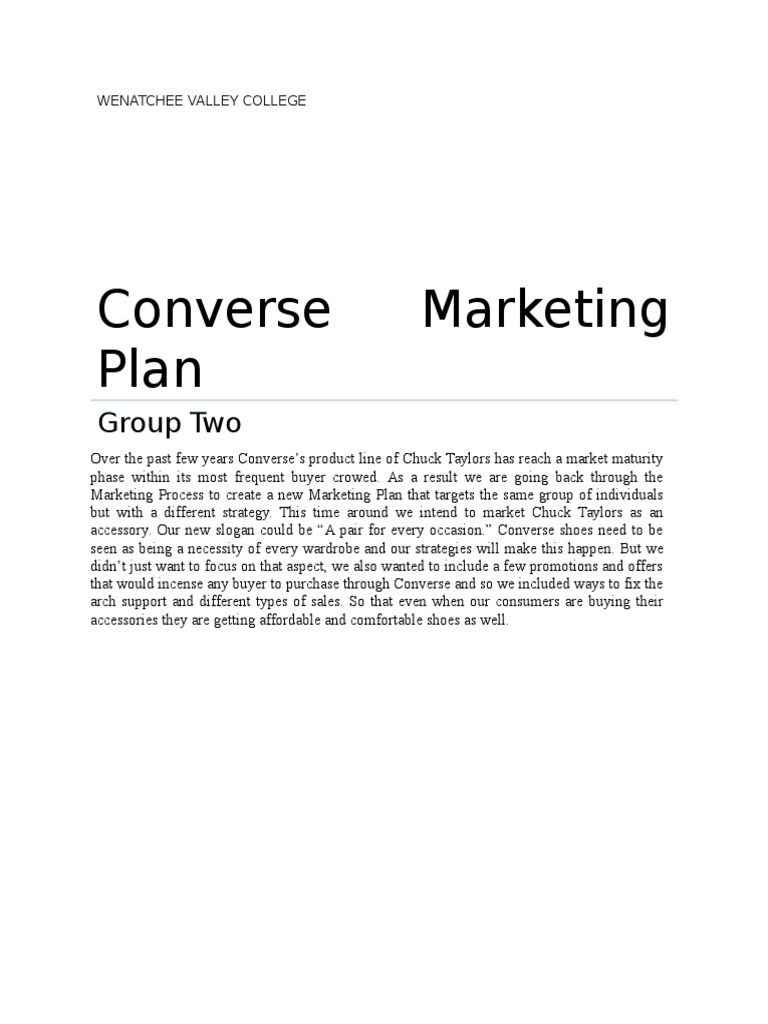 Converse Marketing Plan | PDF | Retail | Nike