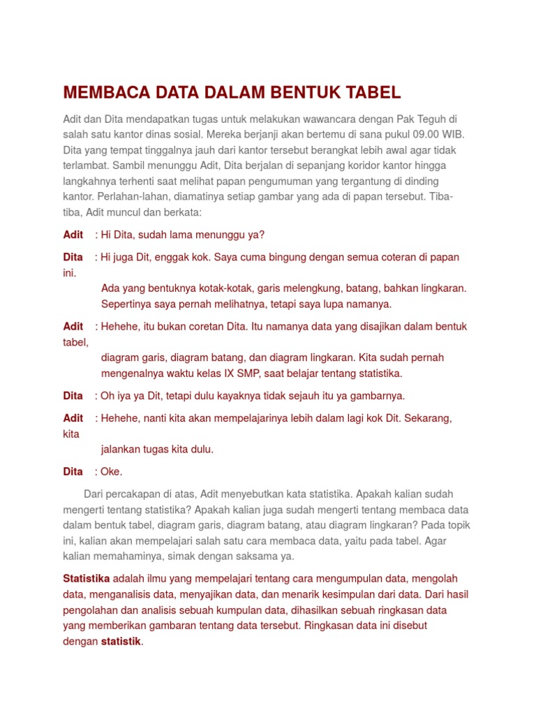 Cara Membaca Data dalam Tabel | PDF