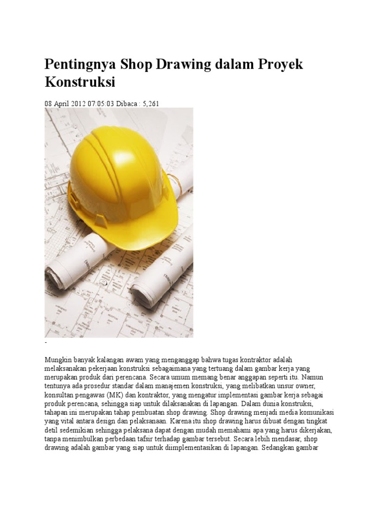 Pentingnya Shop Drawing Dalam Proyek Konstruksi | PDF