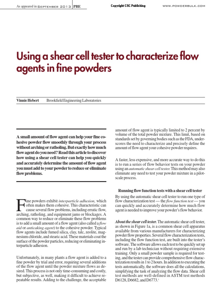 Using A Shear Cell Tester | PDF | Powder (Substance) | Strength Of ...