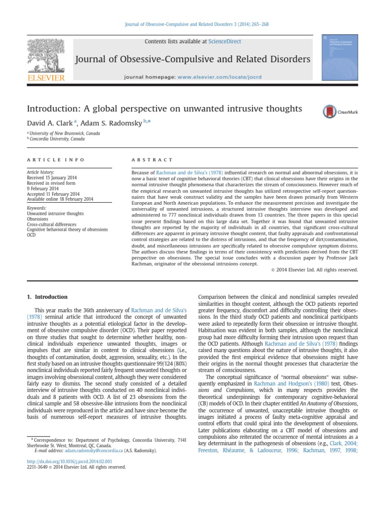 Ocd Review | PDF | Obsessive–Compulsive Disorder | Cognitive Behavioral ...