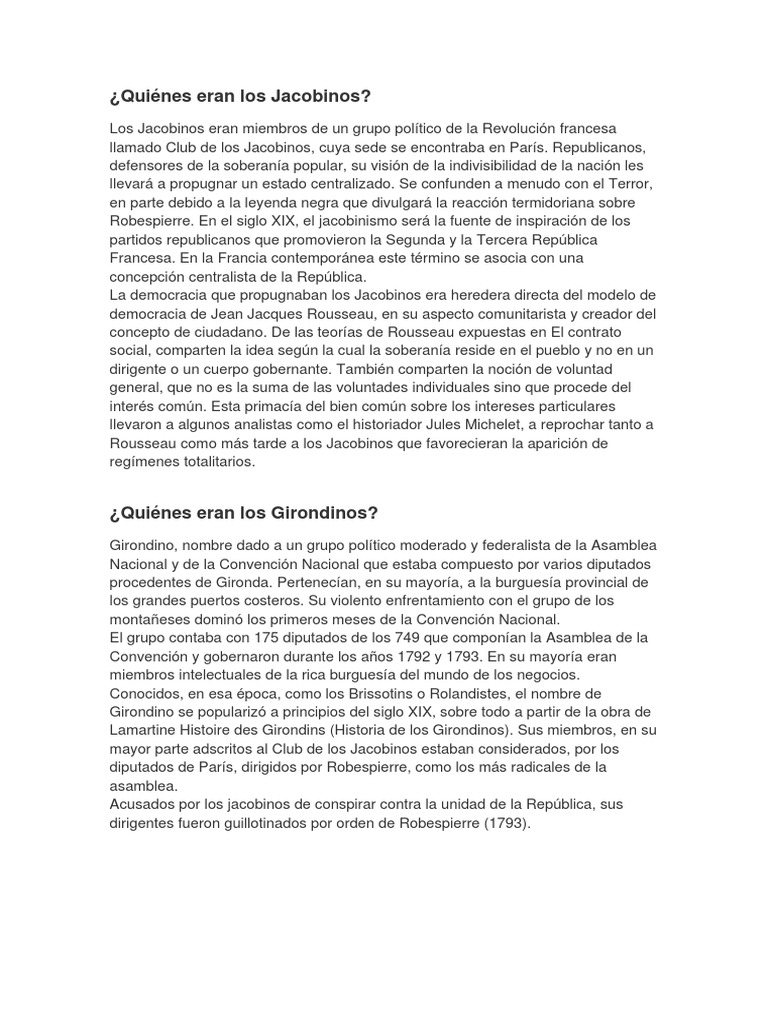 Quiénes Eran Los Jacobinos | PDF | Teorías políticas | Gobierno