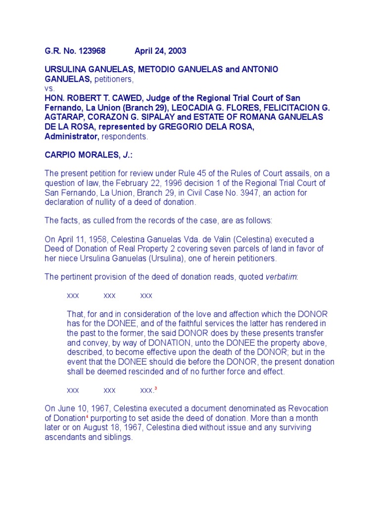 Ganuelas Vs Cawed | PDF | Will And Testament | Deed