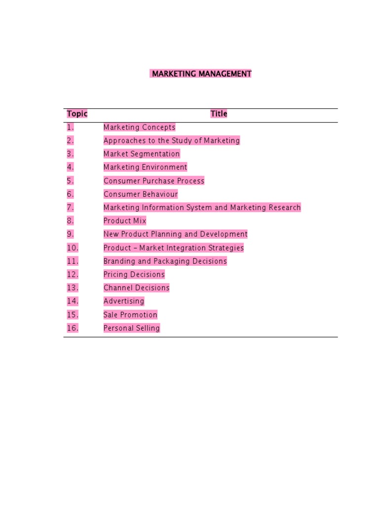 Marketing Management Full Notes Mba | PDF | Sales | Market Segmentation