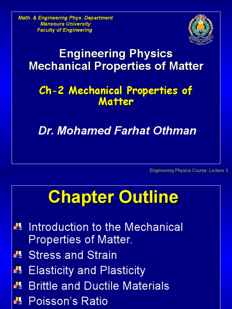Ch2 Mechanical Properties of Matter 2013.pps | PDF | Deformation (Engineering) | Ultimate ...