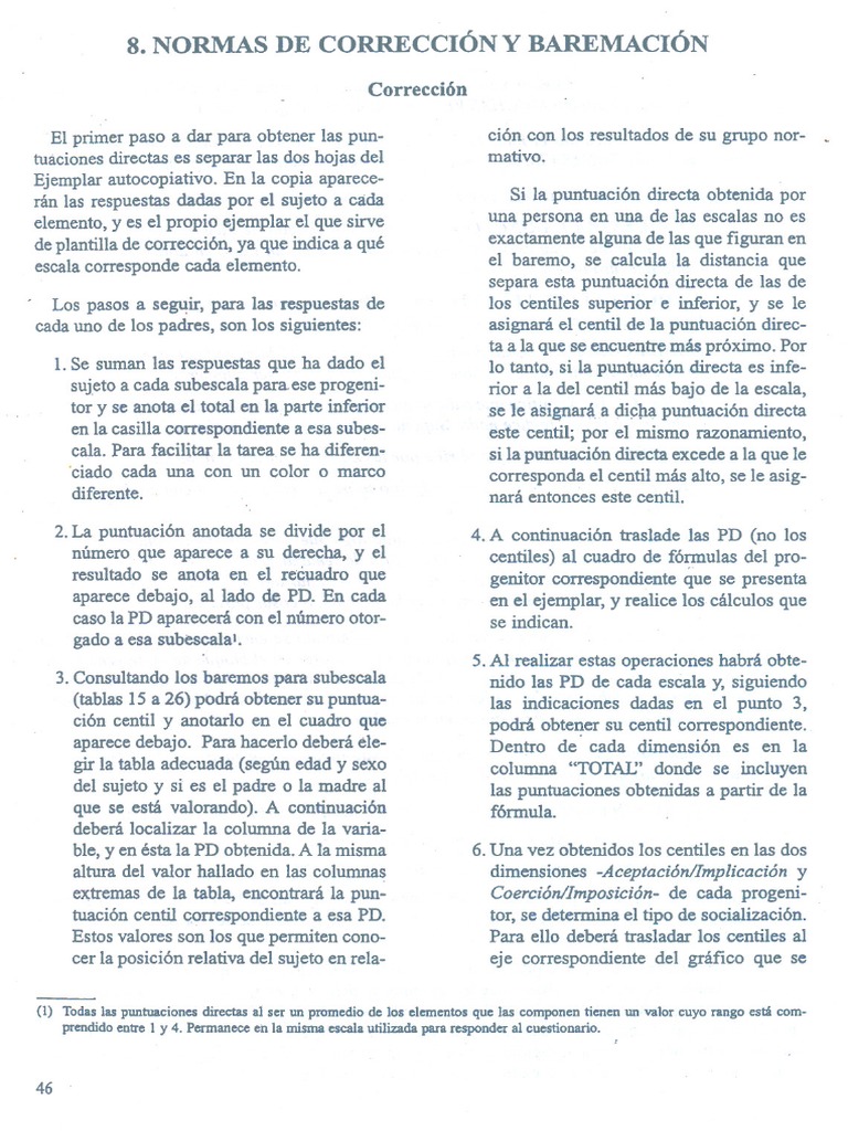 Corrección y Baremación de Centiles | PDF | Enseñanza de matemática ...