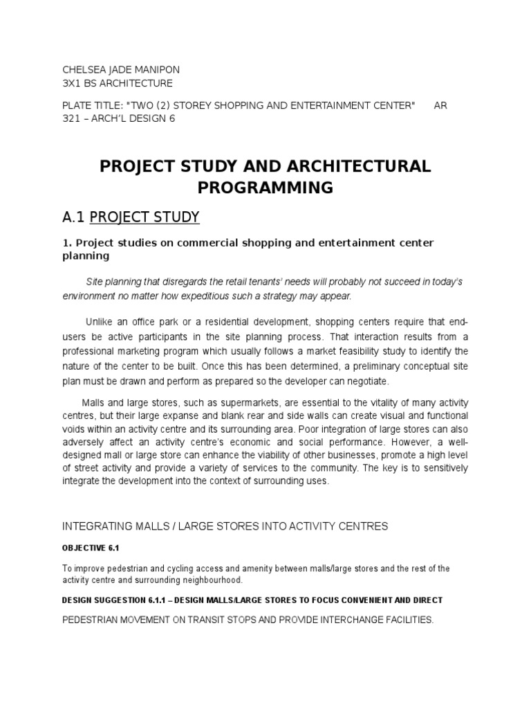Shopping Center Project Study and Archl Programming | PDF | Green ...