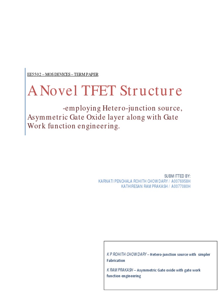 A Novel TFET Structure | PDF | Mosfet | Field Effect Transistor