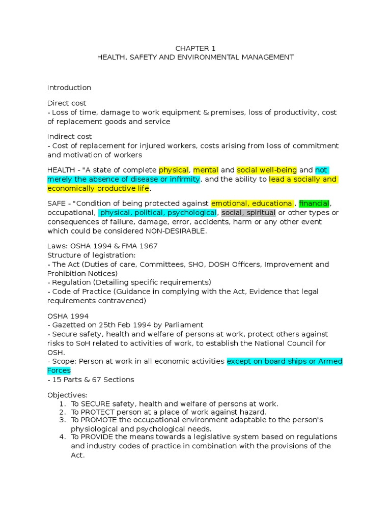 Osha Notes | PDF | Employment | Occupational Safety And Health ...