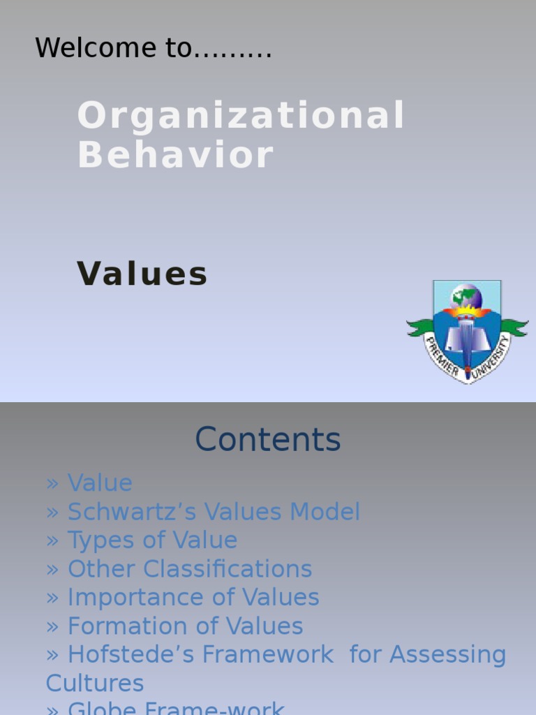 Organizational Behavior Values Guide | PDF | Value (Ethics) | Attitude ...