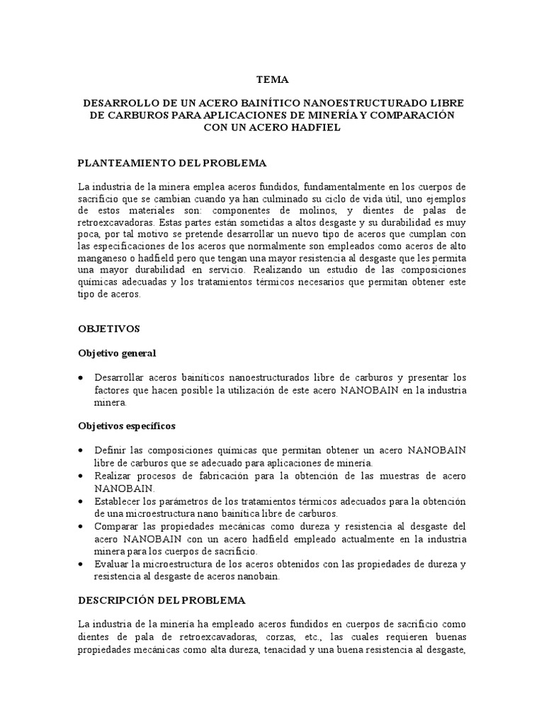 Acero NANOBAIN para minería: innovación y comparación | PDF ...