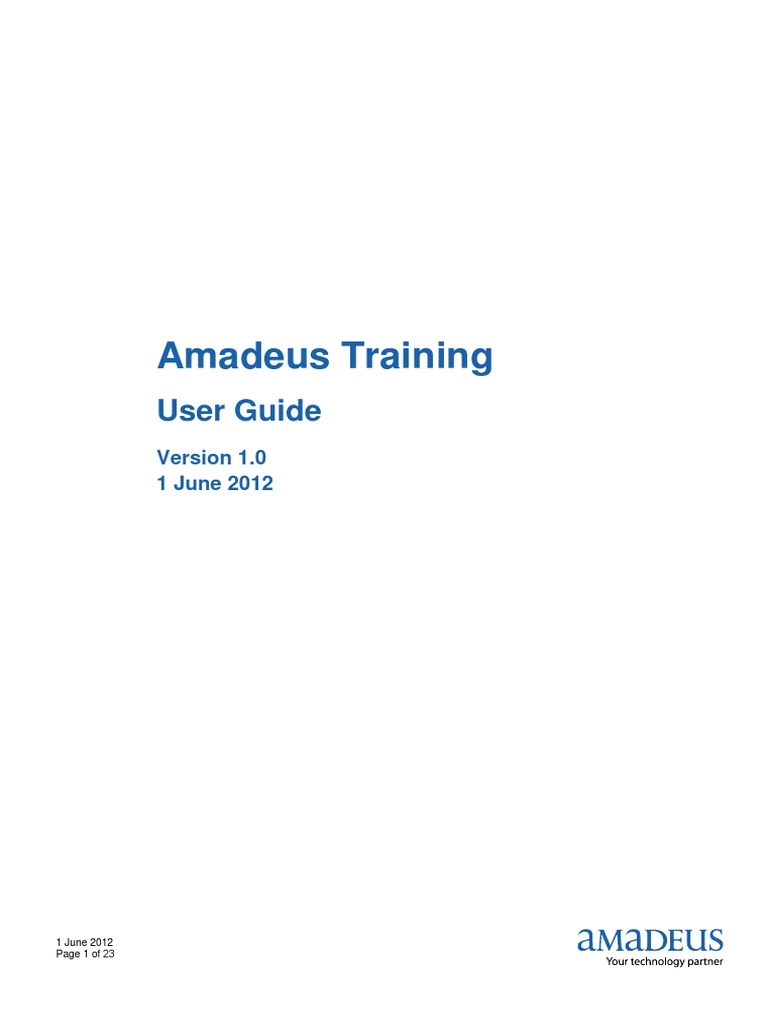 Amadeus Training User Guide v1 | Airlines | Aviation