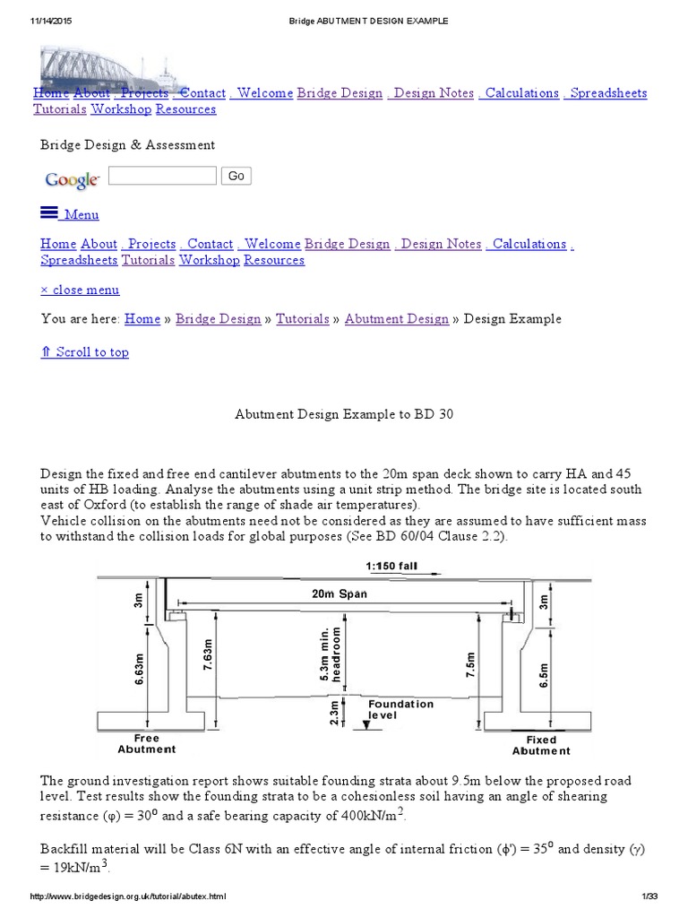 Bridge Abutment Design Example