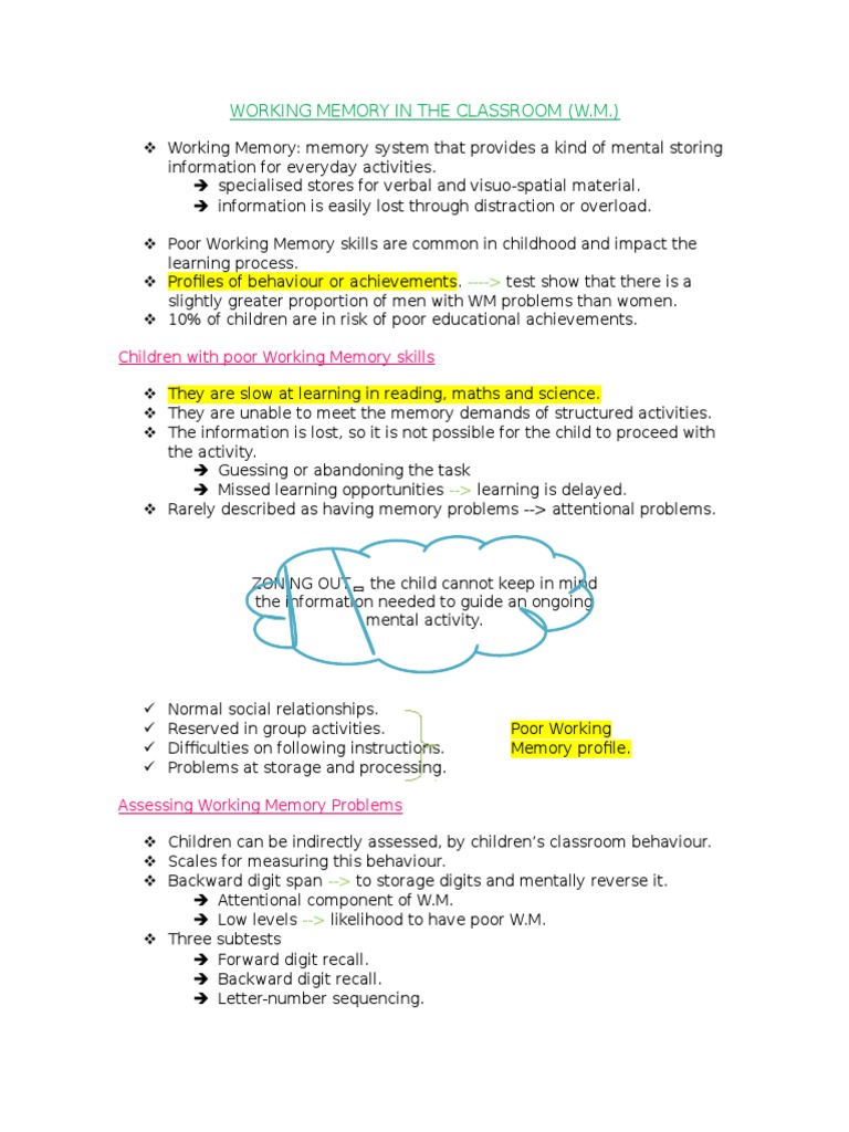 Enhancing Working Memory in Classrooms | PDF | Working Memory | Memory