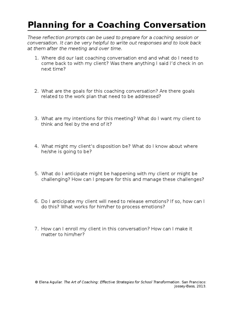 02 Planning For A Coaching Conversation 1 | PDF