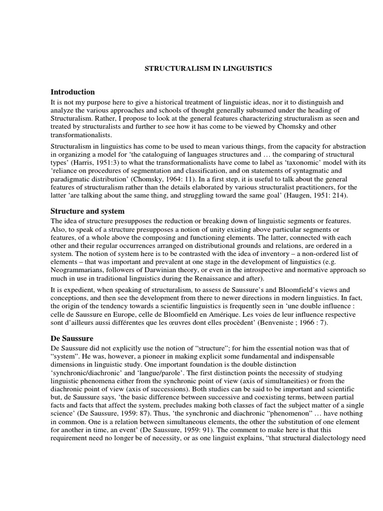 Structuralism in Linguistics | PDF | Phonology | Phoneme Structuralism in Linguistics | PDF | Phonology | Phoneme
