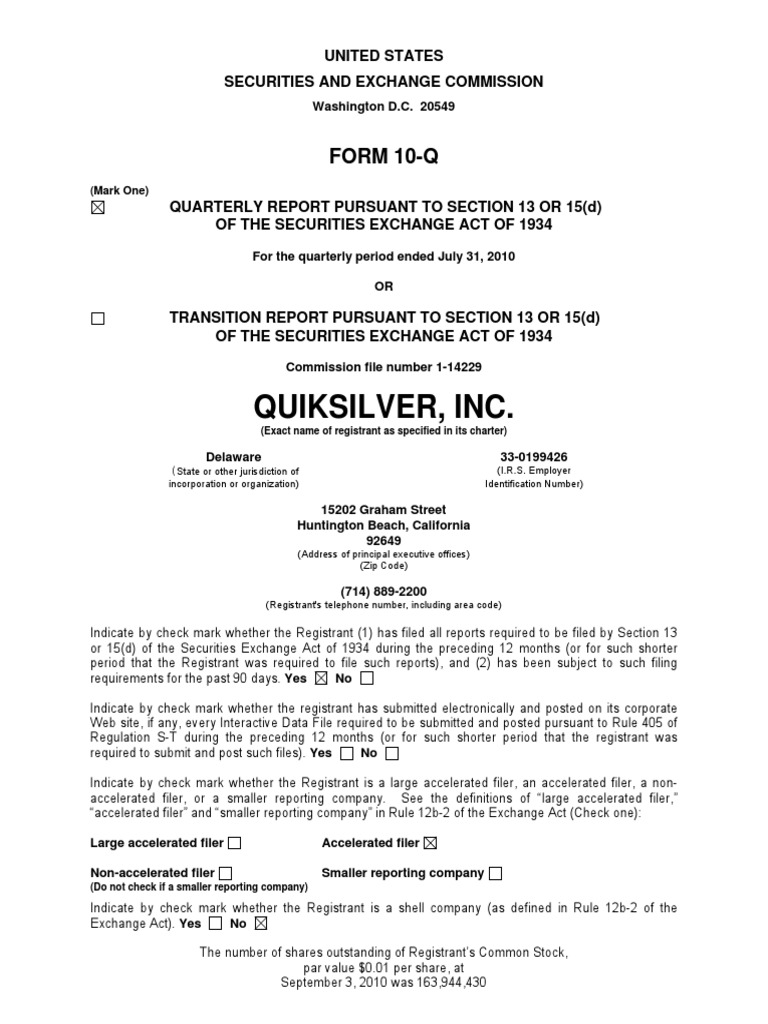 ZQK Q3 2010 Form 10-Q | PDF | Employee Stock Option | Earnings Per Share
