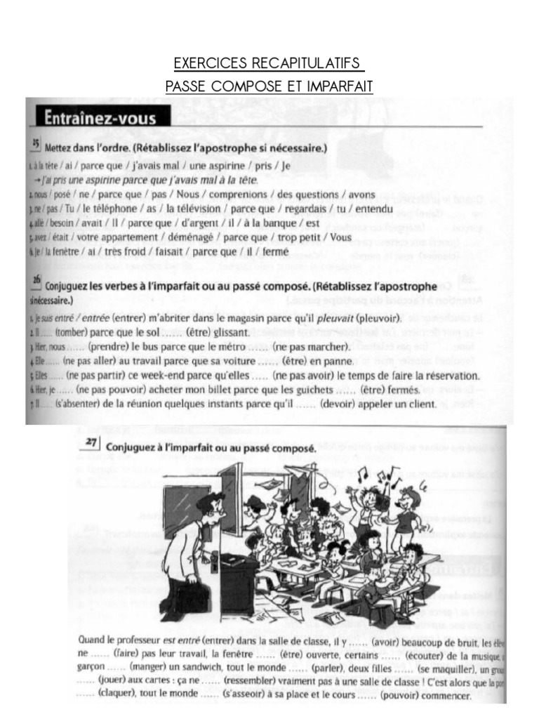 Exercices Recapitulatifs Passe Compose Imparfait | PDF