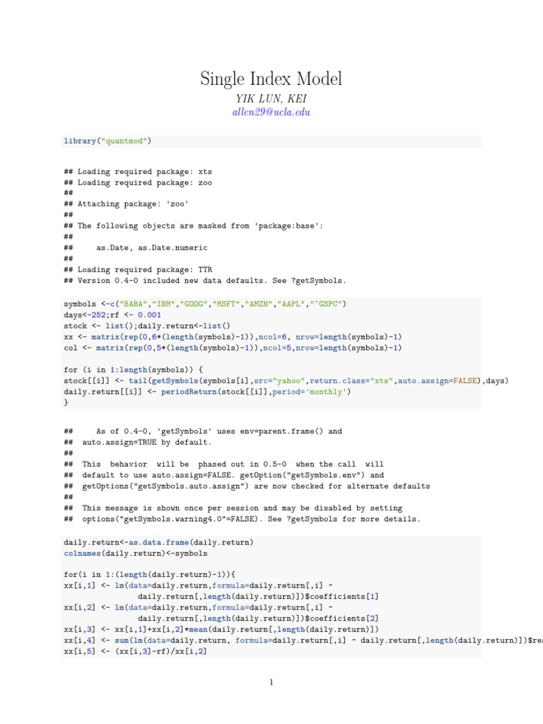Single Index Model | PDF | Computing | Teaching Mathematics
