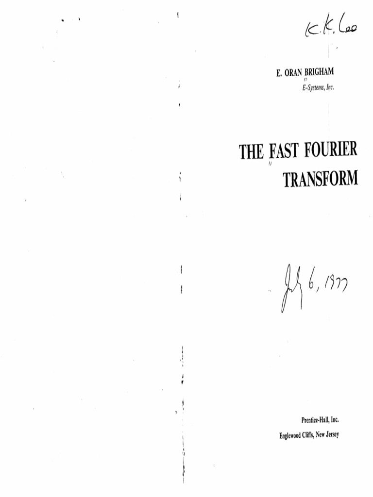 The Fast Fourier Transform - E O Brigham, Prentice-Hall, 1974 | PDF