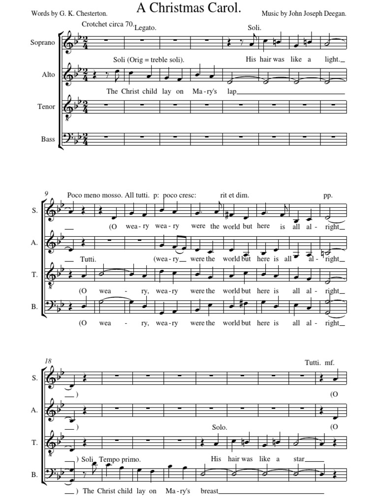 A Christmas Carol: A Musical Setting of G.K. Chesterton's Poem | PDF ...