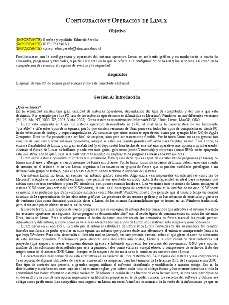 Configuración y Operación de Linux | PDF | Distribución de Linux ...