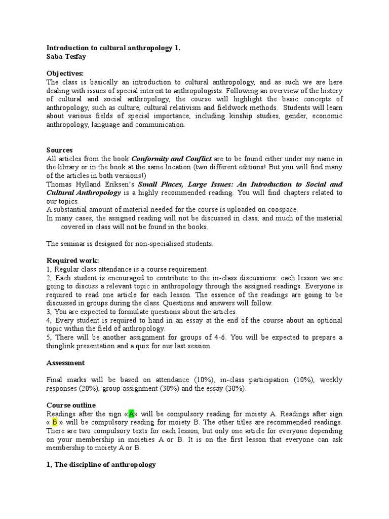 Introduction To Cultural Anthropology1-2015 | PDF | Anthropology ...