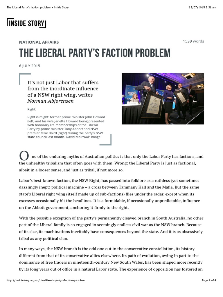 The Liberal Party's Faction Problem - Inside Story | PDF | Australian ...