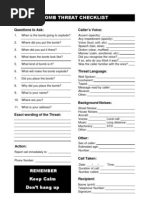 Bomb Threat Checklist | PDF