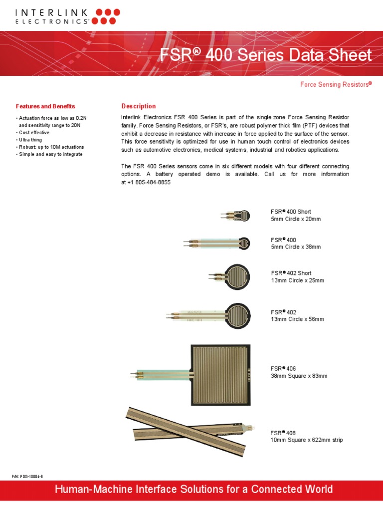 Datasheet FSR PDF | PDF | Electrical Resistance And Conductance | Resistor