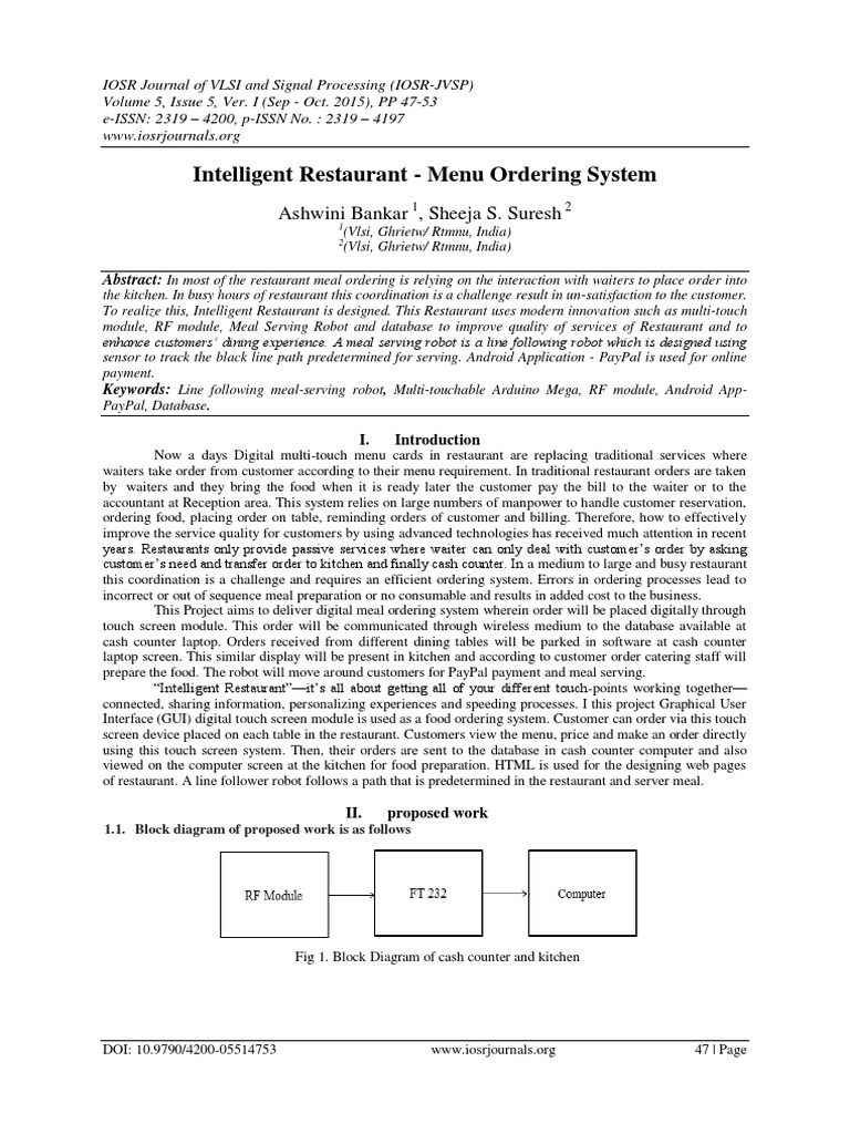 Intelligent Restaurant - Menu Ordering System | PDF | Menu | Restaurants