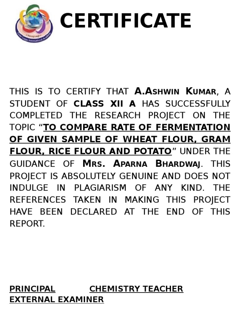 Chemistry Project On Fermentation | PDF | Fermentation In Food ...