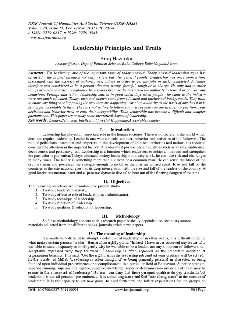 Leadership Principles and Traits | PDF | Intellectual | Leadership