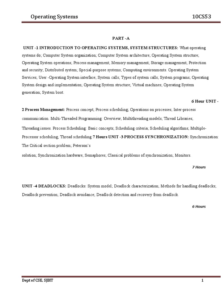 OS Notes | PDF | Process (Computing) | Operating System